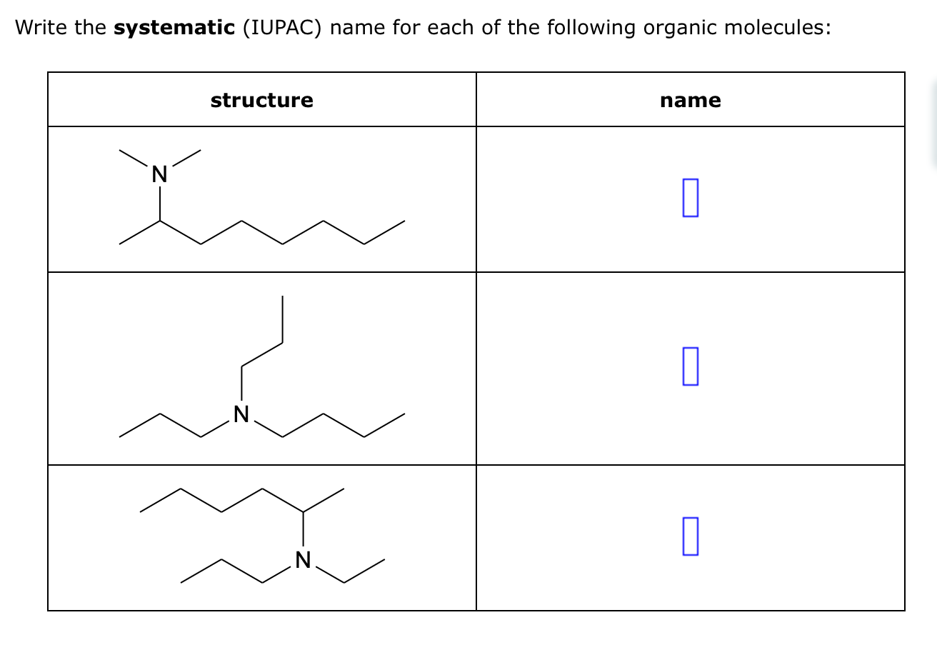 Solved Write the systematic (IUPAC) ﻿name for each of ﻿the | Chegg.com