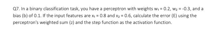 Solved Q7 In A Binary Classification Task You Have A 