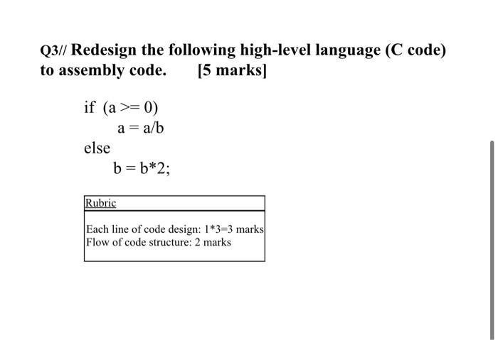 Solved Q3// Redesign the following high-level language (C | Chegg.com