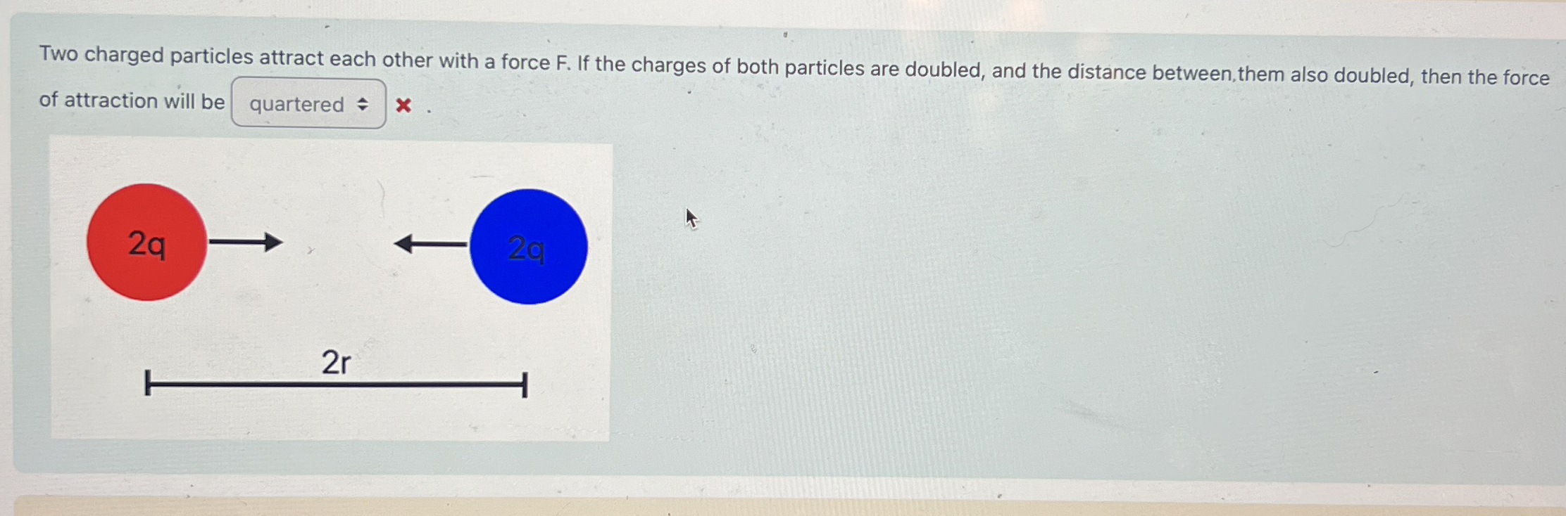 Solved Two charged particles attract each other with a force | Chegg.com