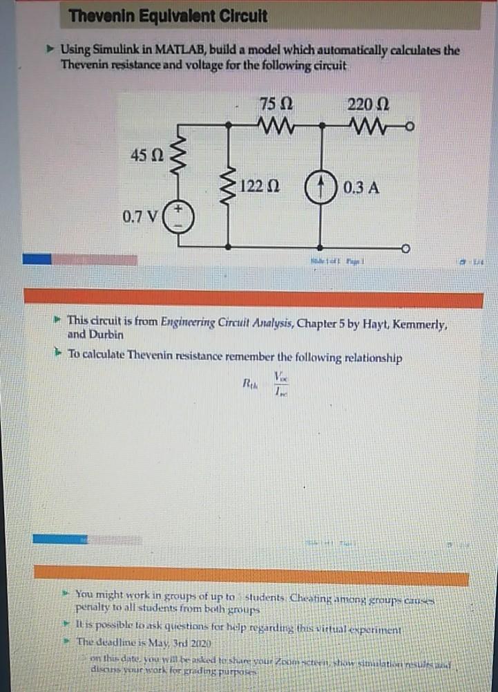 Solved Thevenin Equivalent Circuit Using Simulink in MATLAB, | Chegg.com