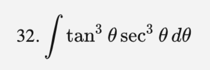 Solved evaluate the integral∫﻿﻿tan3θ sec3θ dθ | Chegg.com