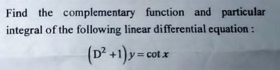 Find the complementary function and particular | Chegg.com