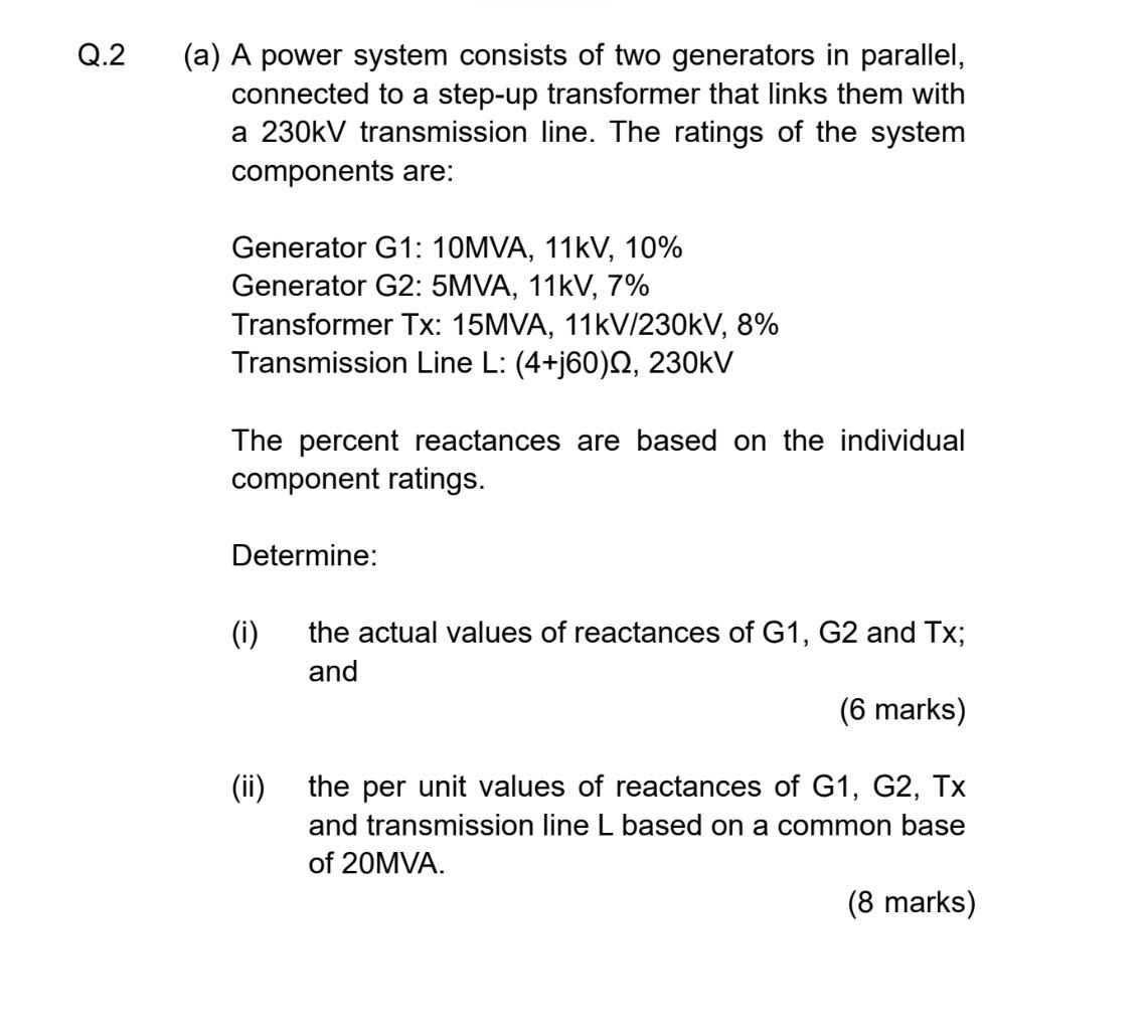 Solved Q.2 (a) ﻿A power system consists of two generators in | Chegg.com