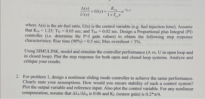 Solved For Problem 1 Design A Nonlinear Sliding Mode