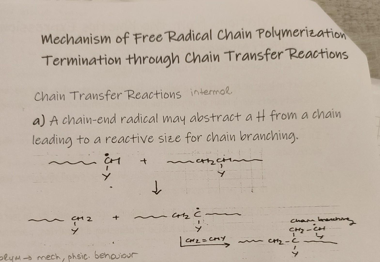 Solved I study Chain Transfer to Polymer. The book says that | Chegg.com