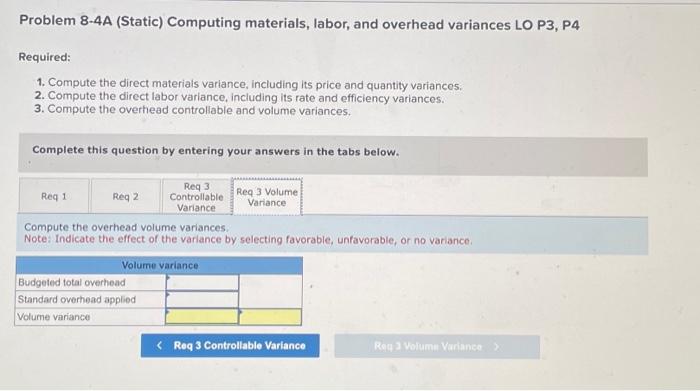 Solved Problem 8-4A (Static) Computing materials, labor, and | Chegg.com
