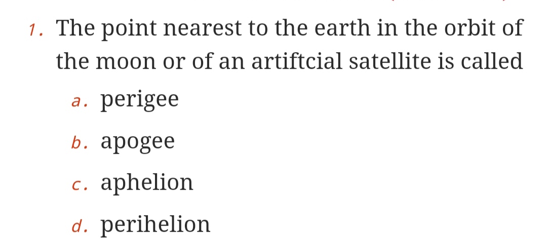Solved The point nearest to the earth in the orbit ofthe | Chegg.com