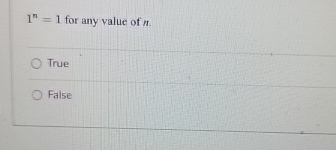 Solved 1n=1 ﻿for any value of nTrueFalse | Chegg.com
