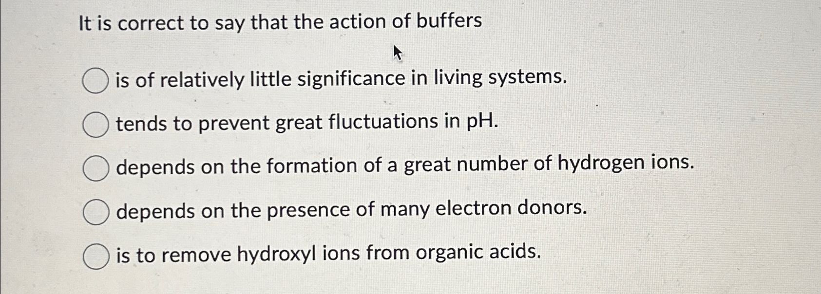 Solved It is correct to say that the action of buffers\\nis | Chegg.com
