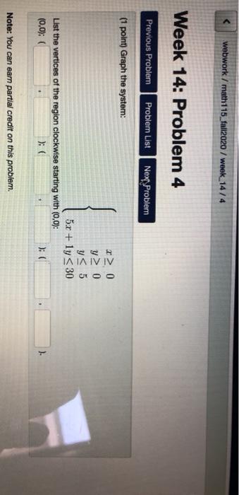 Solved webwork / math 115_fall2020 / week_14/4 Week 14: | Chegg.com
