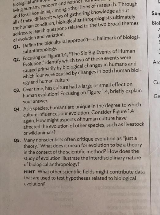 biological living humans, modern and ext and fossil | Chegg.com