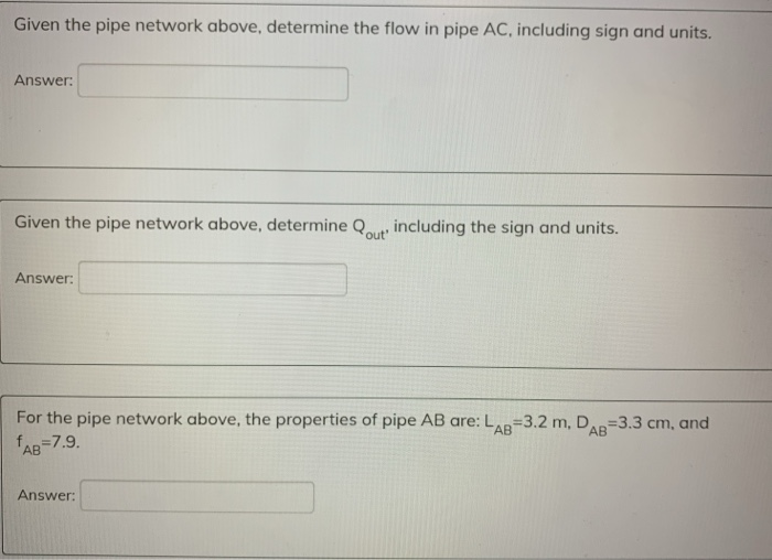 Solved Given the pipe network below, determine the flow in | Chegg.com