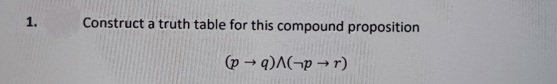 Solved Construct A Truth Table For This Compound Proposition