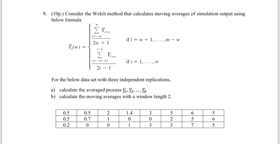 Solved (10p.) ﻿Consider the Welch method that calculates | Chegg.com