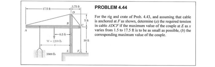 Solved For the rig and crate of Prob. 4.43, and assuming | Chegg.com