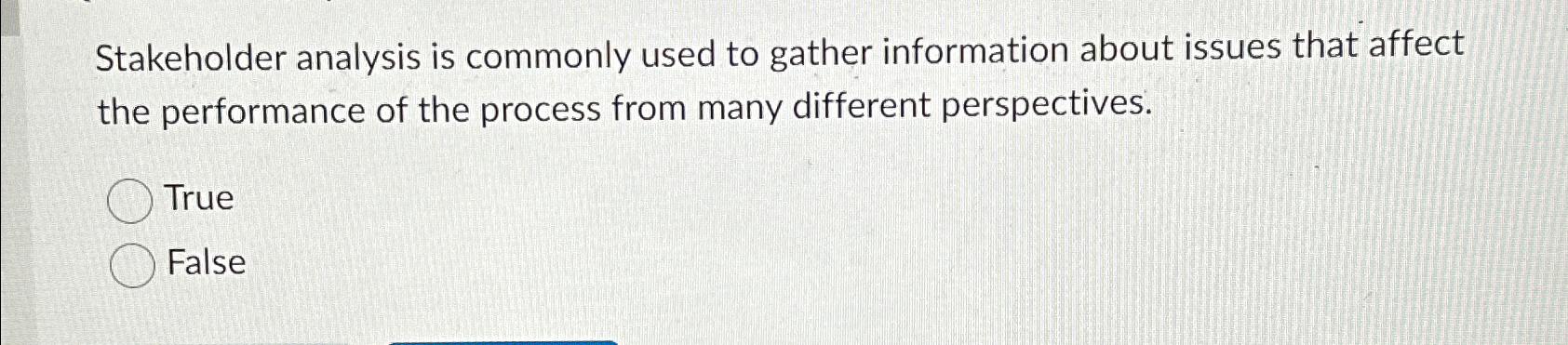 Solved Stakeholder analysis is commonly used to gather | Chegg.com