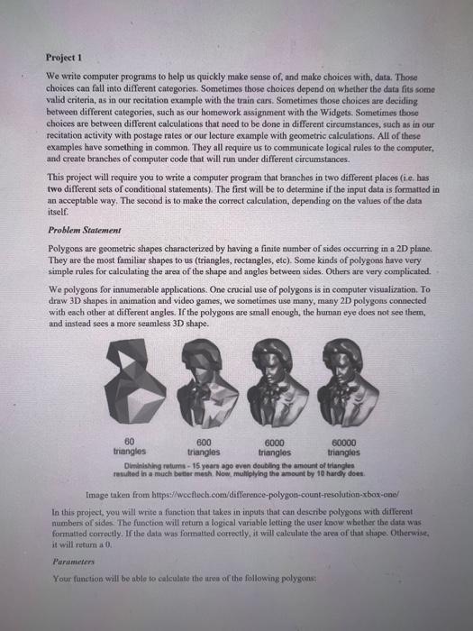 Solved Project 1 We write computer progrums to help us | Chegg.com