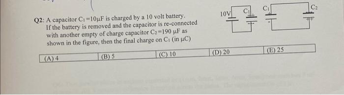 Solved Q2: A capacitor \\( \\mathrm{C}_{1}=10 \\mu | Chegg.com