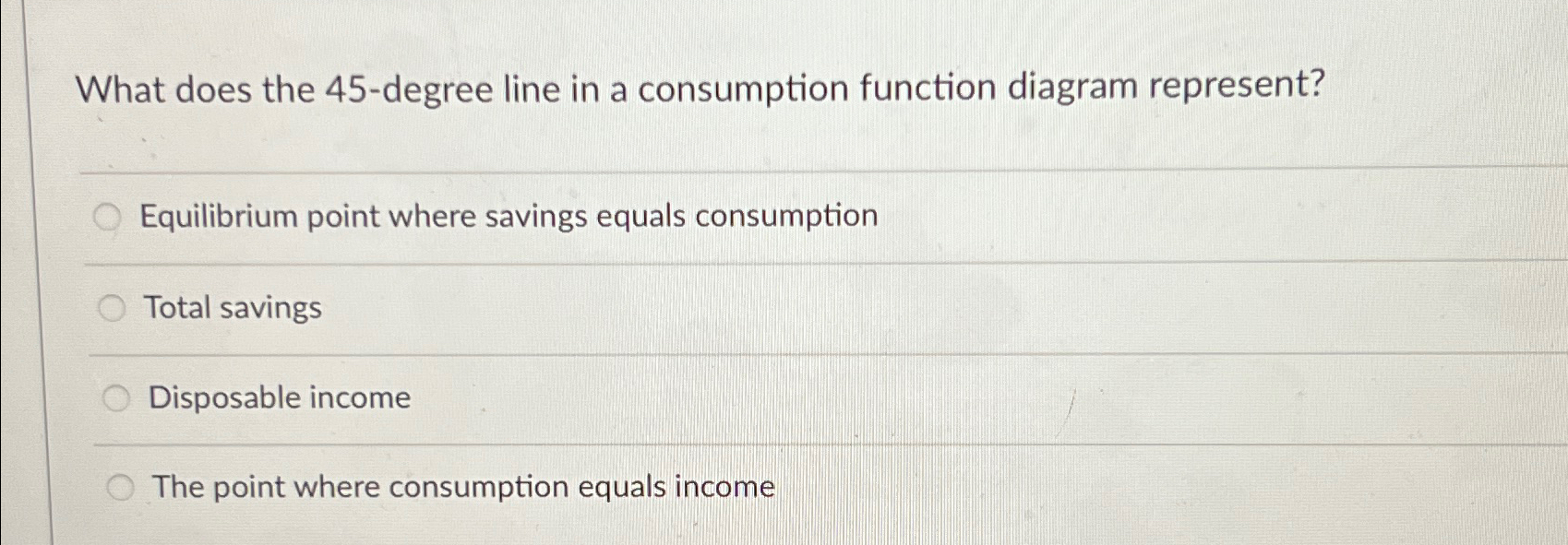 Solved What does the 45 -degree line in a consumption | Chegg.com