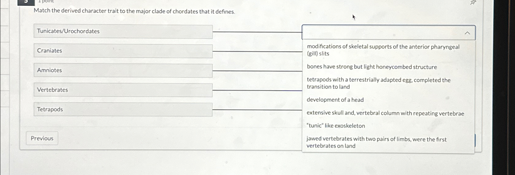 Solved Match the derived character trait to the major clade | Chegg.com