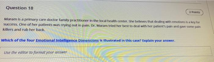 Solved Question 18 2 Points Maram is a primary care doctor | Chegg.com