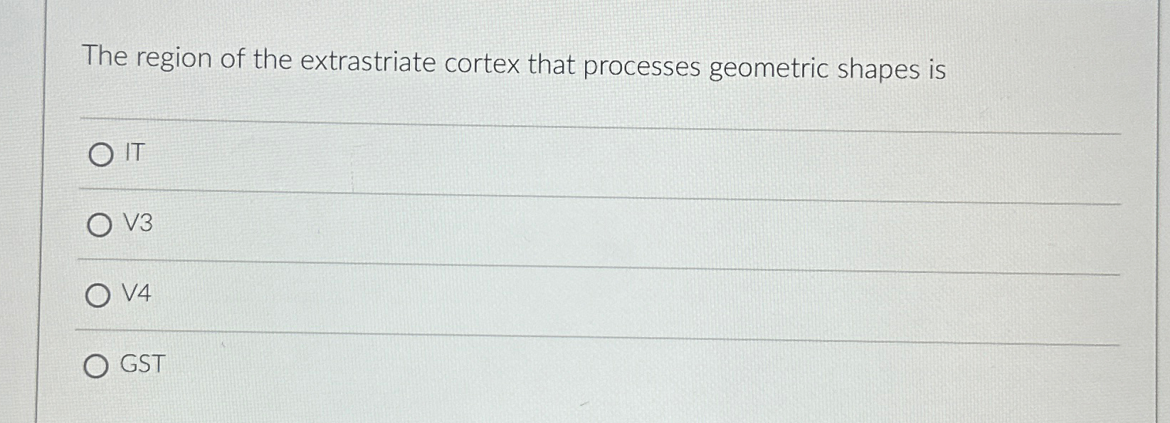 Solved The region of the extrastriate cortex that processes | Chegg.com
