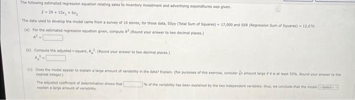 Solved 8=29+15x1+6x2 (a) For the estimuted regrewion | Chegg.com