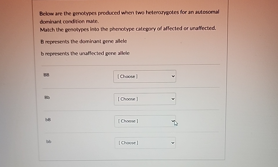 Solved Below are the genotypes produced when two | Chegg.com