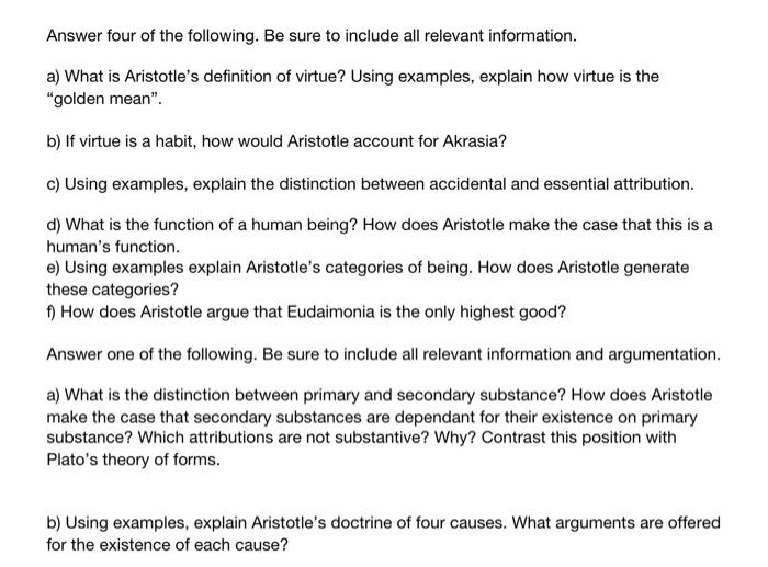 Answer four of the following. Be sure to include all | Chegg.com