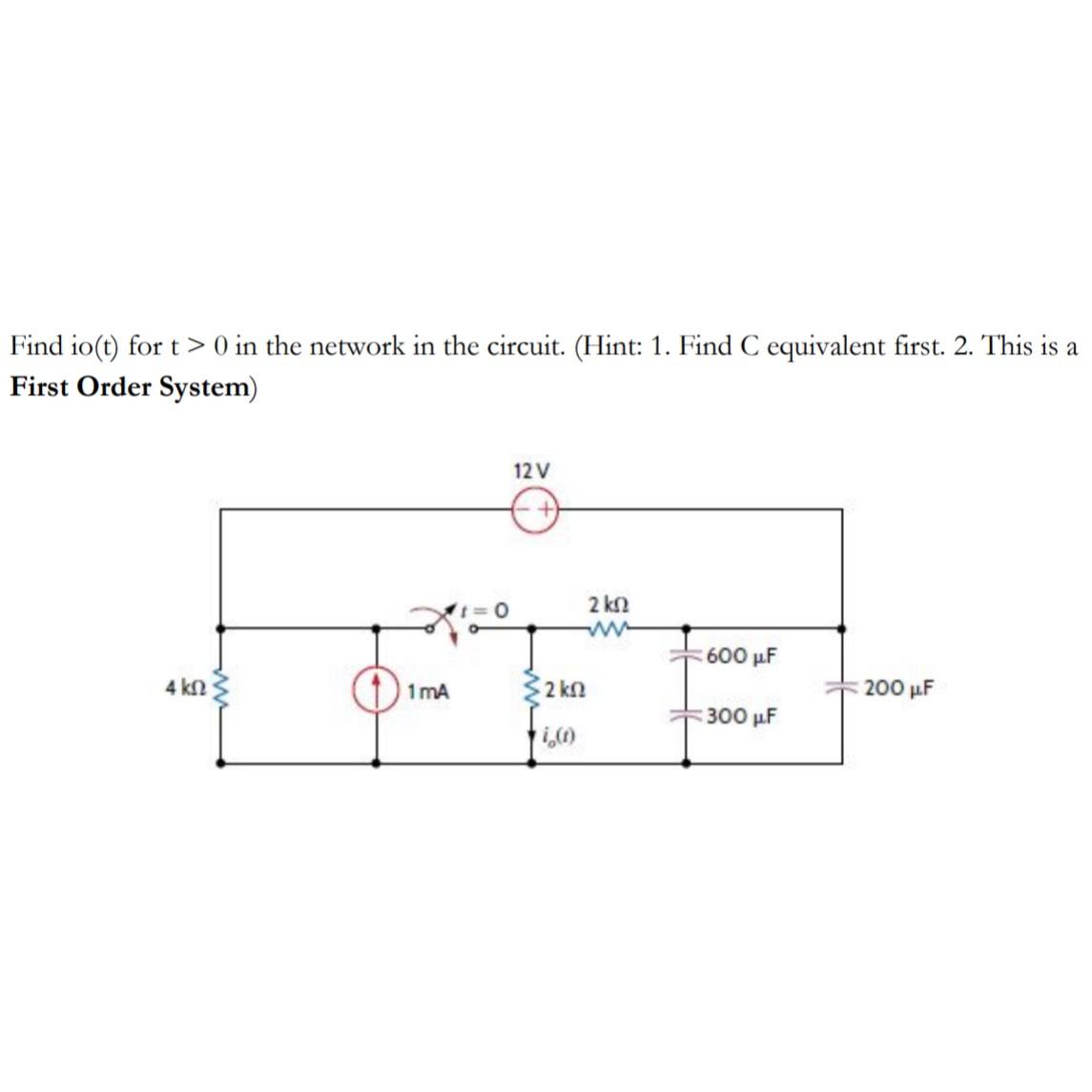 Solved Find io(t) ﻿for t>0 ﻿in the network in the circuit. | Chegg.com