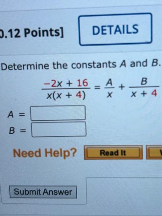 Solved Determine the constants A and B. | Chegg.com