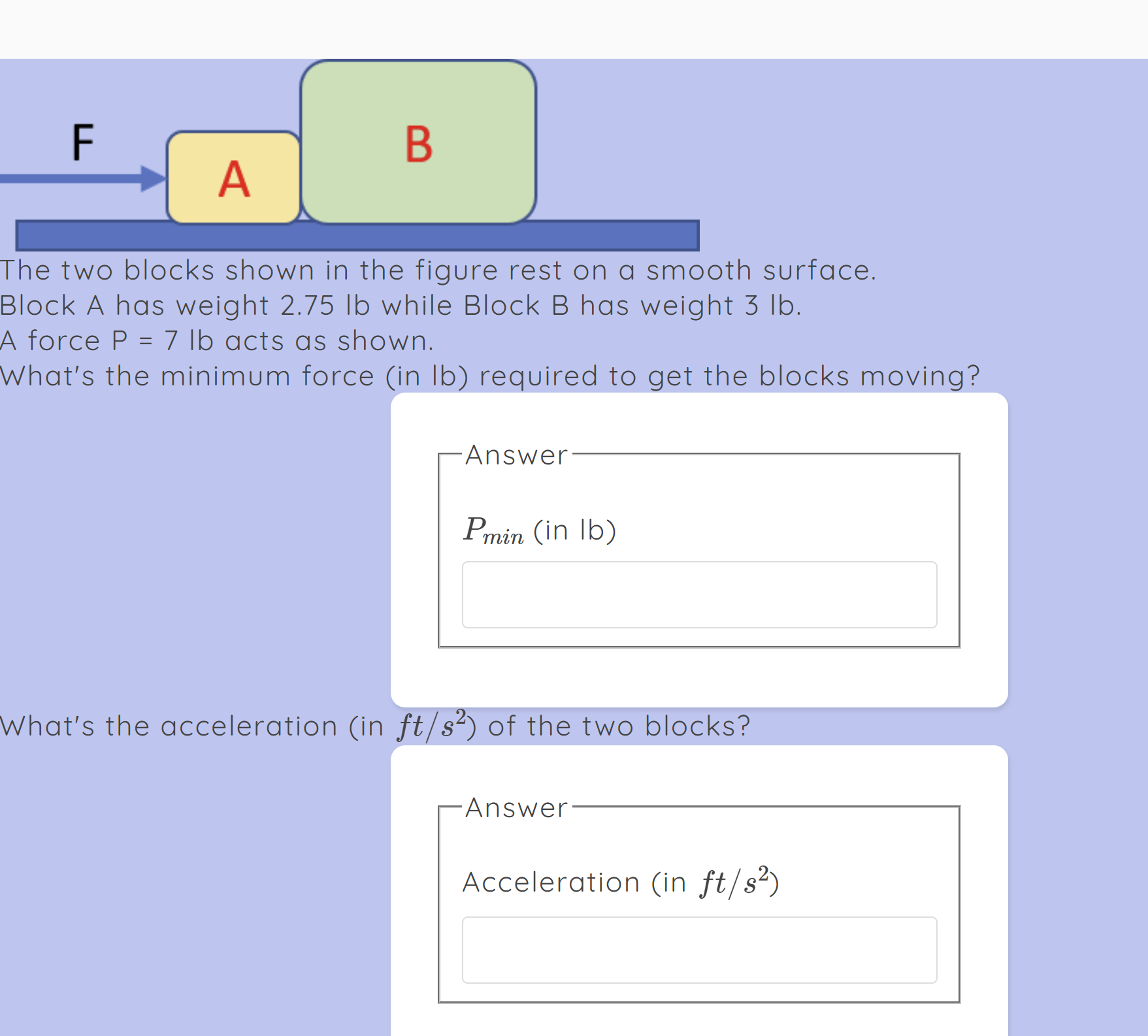 Solved The two blocks shown in the figure rest on a smooth | Chegg.com