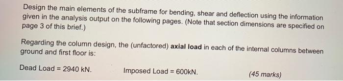 Design the main elements of the subframe for bending, | Chegg.com