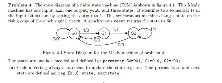 Solved Problem 4. The state diagram of a finite state | Chegg.com