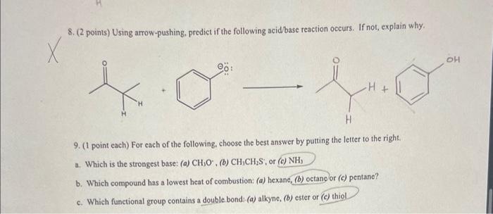 Solved 8. (2 points) Using arrow-pushing, predict if the | Chegg.com