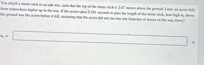 Solved You attach a meter stick to an oak tree, such that | Chegg.com