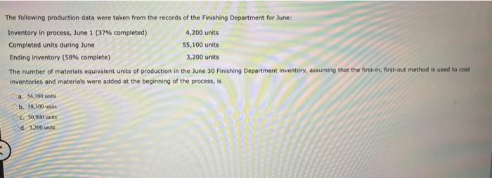 Solved Deportment M had 2,500 units 59% completed in process | Chegg.com