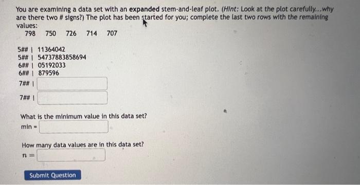 Solved You are examining a data set with an expanded | Chegg.com
