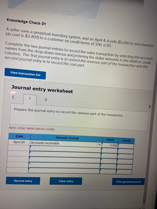 Solved Knowledge Check 01 A seller uses a perpetual | Chegg.com