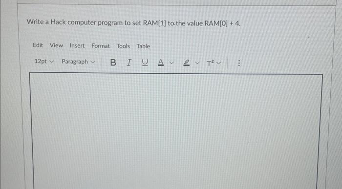 Solved Write a Hack computer program to set RAM[1] to the | Chegg.com