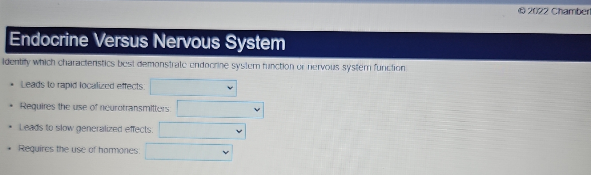 Solved (9 2022 ﻿ChamberEndocrine Versus Nervous | Chegg.com