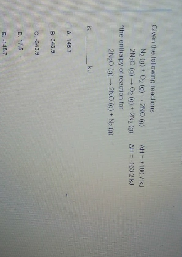 Solved Given the following reactions N2 (g) + O2 (g) + 2NO | Chegg.com