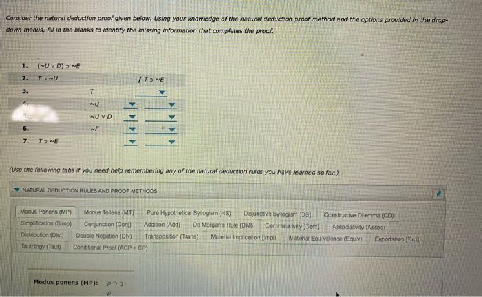 Solved Consider the natural deduction proof given below. | Chegg.com