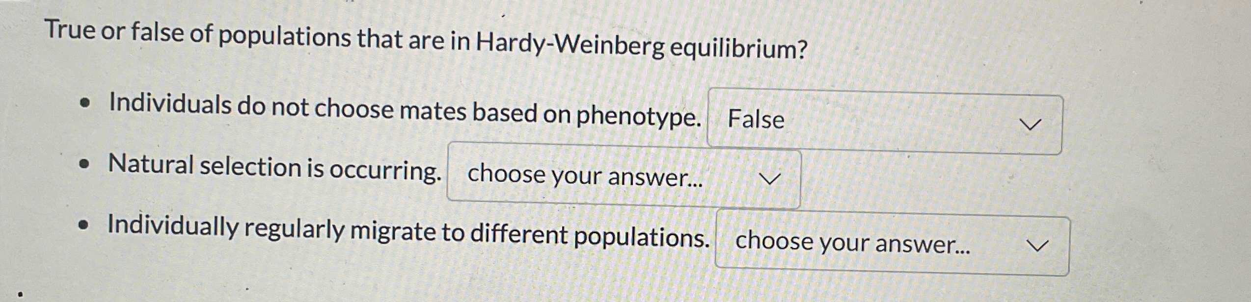 Solved True or false of populations that are in | Chegg.com