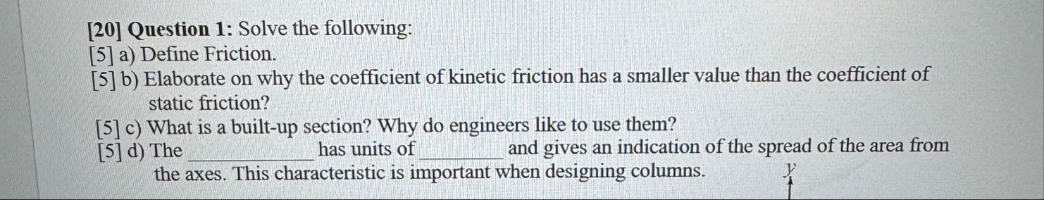 Solved [20] ﻿Question 1: Solve the following:[5] ﻿a) ﻿Define | Chegg.com