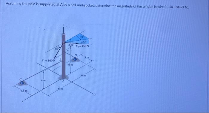 Solved Assuming the pole is supported at A by a | Chegg.com