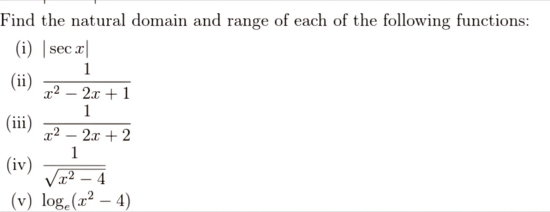 Solved Find the natural domain and range of each of the | Chegg.com