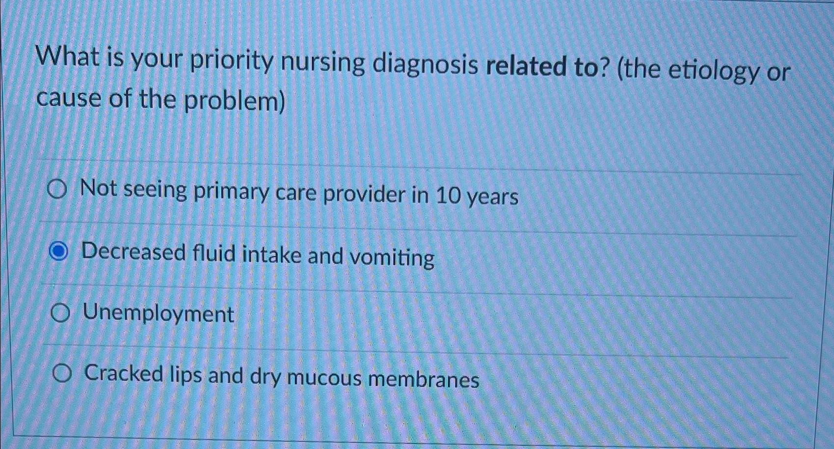 Solved What is your priority nursing diagnosis related | Chegg.com