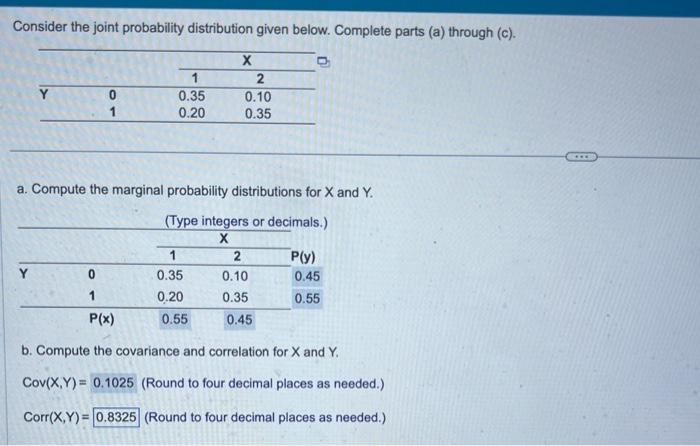 Solved Consider the joint probability distribution given | Chegg.com